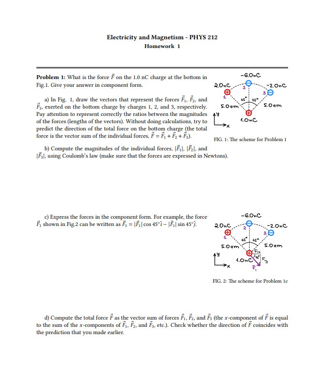 Solved Electricity and Magnetism - PHYS 212 Homework 1 | Chegg.com
