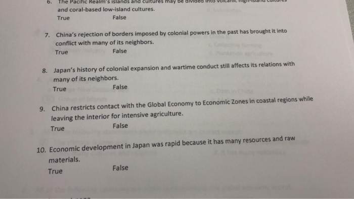 Solved 6. The Pacific Realm's islands and cultures may be | Chegg.com