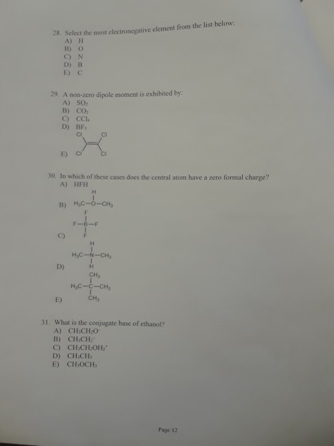Solved Select the most electronegative element from the list | Chegg.com