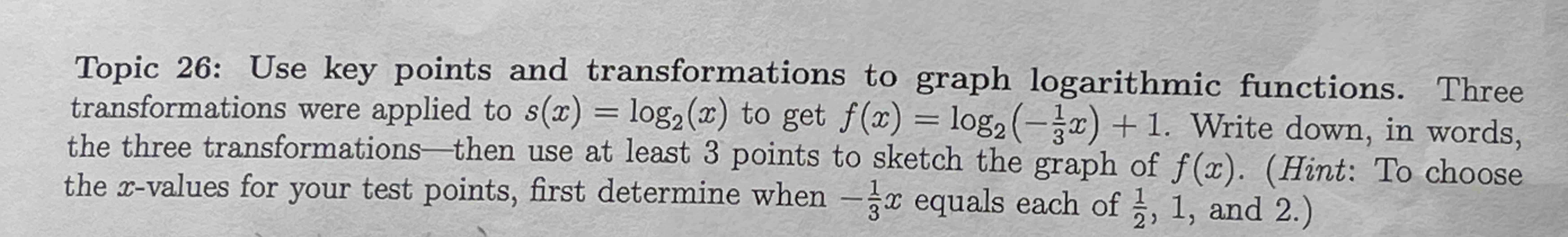 Solved Topic 26: Use key points and transformations to graph | Chegg.com
