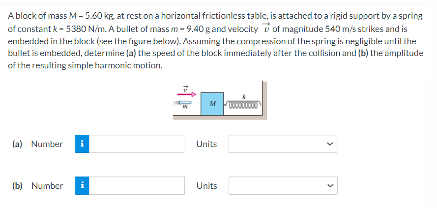 Solved A block of mass M=5.60 kg, at rest on a horizontal | Chegg.com
