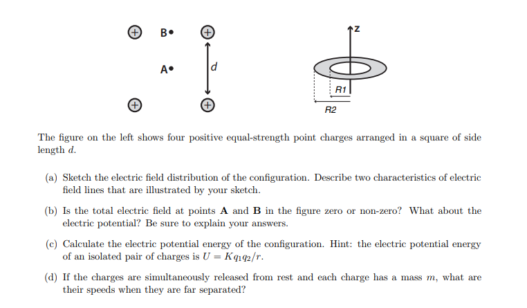 Solved :R1 R2 The figure on the left shows four positive | Chegg.com