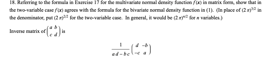 18. Referring to the formula in Exercise 17 for the | Chegg.com