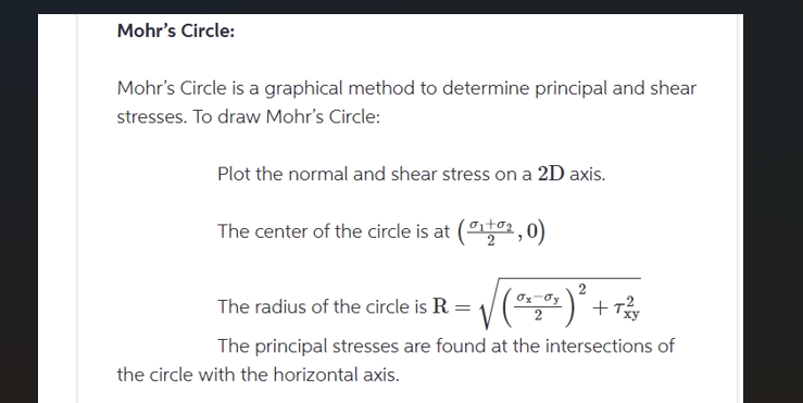 Solved Mohr's Circle:Mohr's Circle is ﻿a graphical method to | Chegg.com