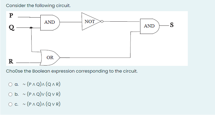 Solved Consider the following circuit. Cho0se the Boolean | Chegg.com