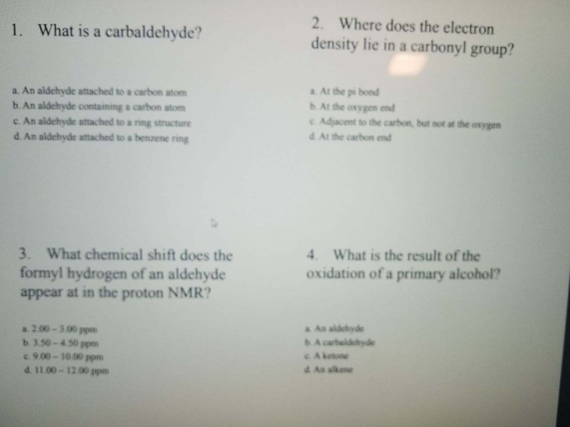 Solved 1. What is a carbaldehyde? 2. Where does the electron | Chegg.com