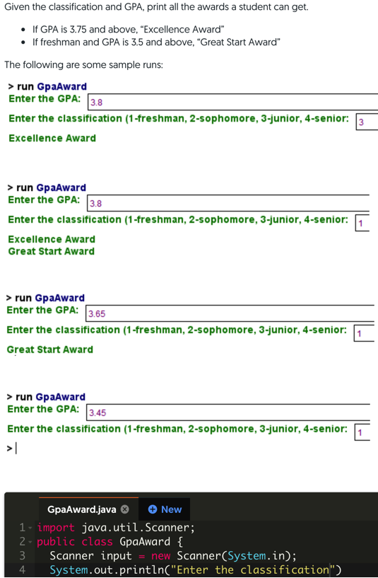 Solved Given the classification and GPA, print all the | Chegg.com