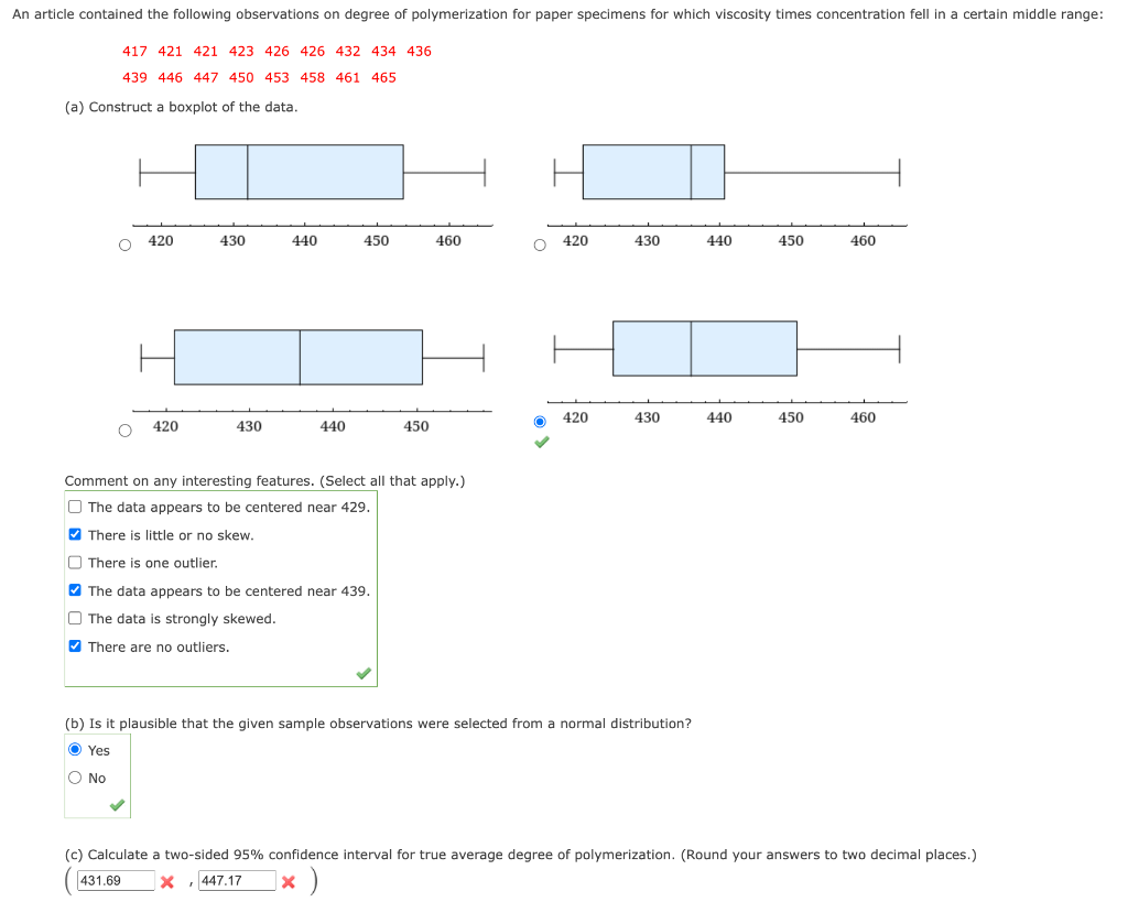Solved (a) Construct a boxplot of the data. Comment on any | Chegg.com