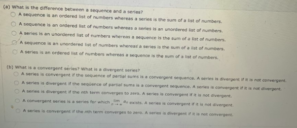 Solved (a) What is the difference between a sequence and a | Chegg.com