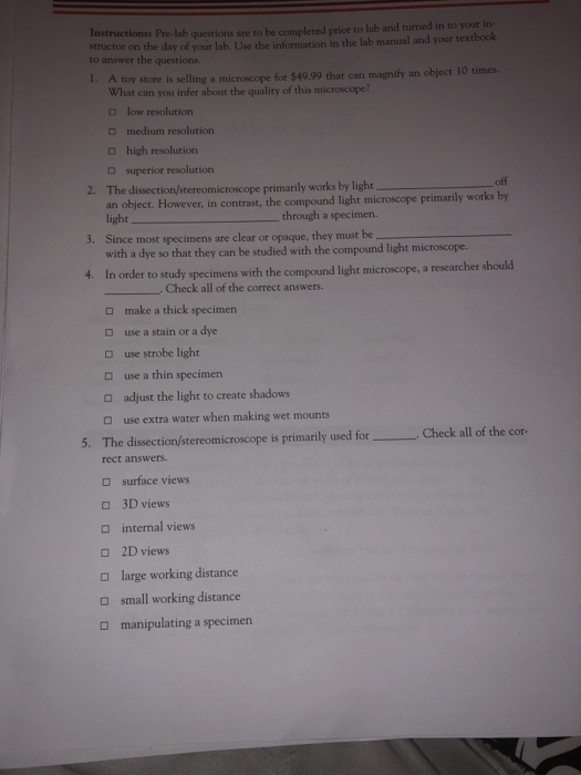 Solved Instructions: Pre-lab questions are to structor on | Chegg.com Solved Instructions: Pre-lab questions are to structor on | Chegg.com