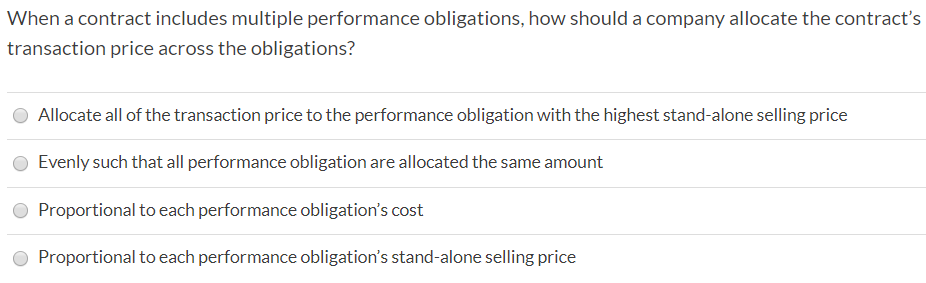 Solved When a contract includes multiple performance | Chegg.com