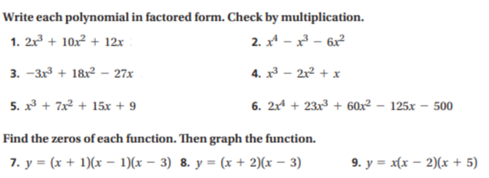 Solved Write each polynomial in factored form. Check by | Chegg.com