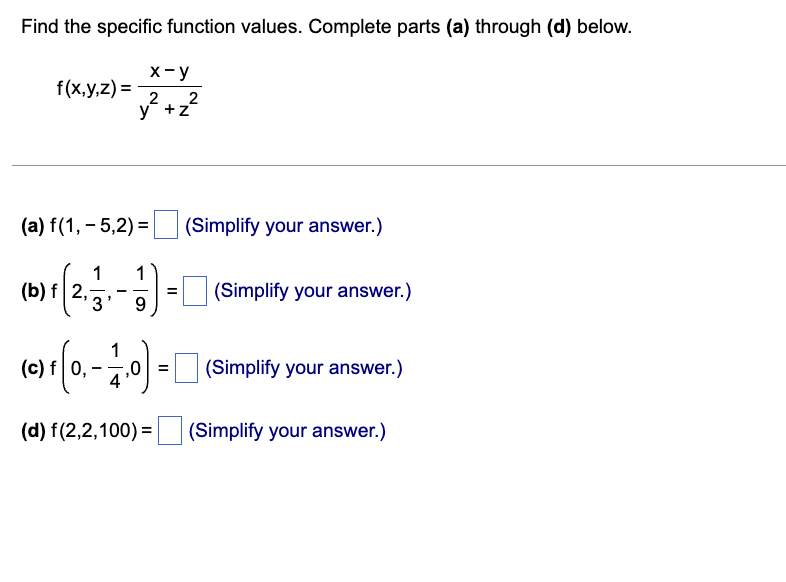 Solved Find the specific function values. Complete parts (a) | Chegg.com