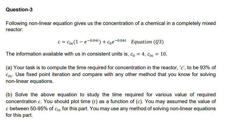Solved Question-3 Following non-linear equation gives us the | Chegg.com