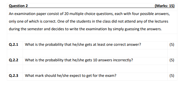 Solved Question 2 (Marks: 15) An examination paper consist | Chegg.com