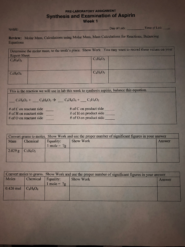 Solved PRE-LABORATORY ASSIGNMENT Synthesis and Examination | Chegg.com