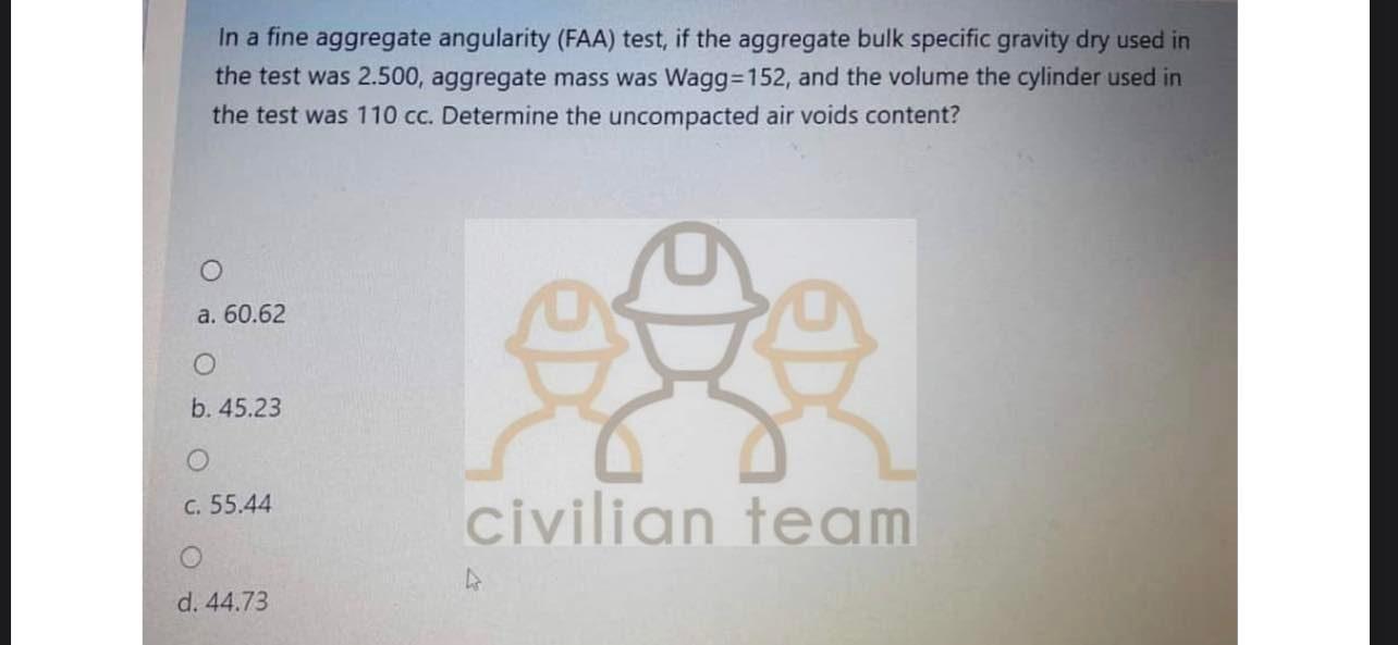 Solved In A Fine Aggregate Angularity Faa Test If The