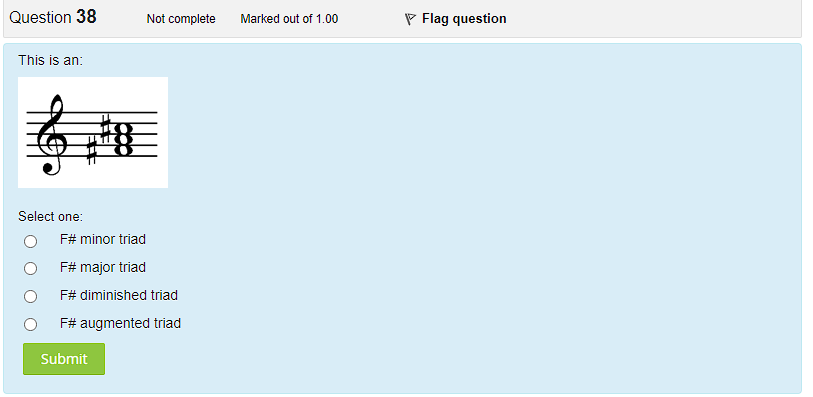Solved This is an: Select one: F\# minor triad F\# major | Chegg.com