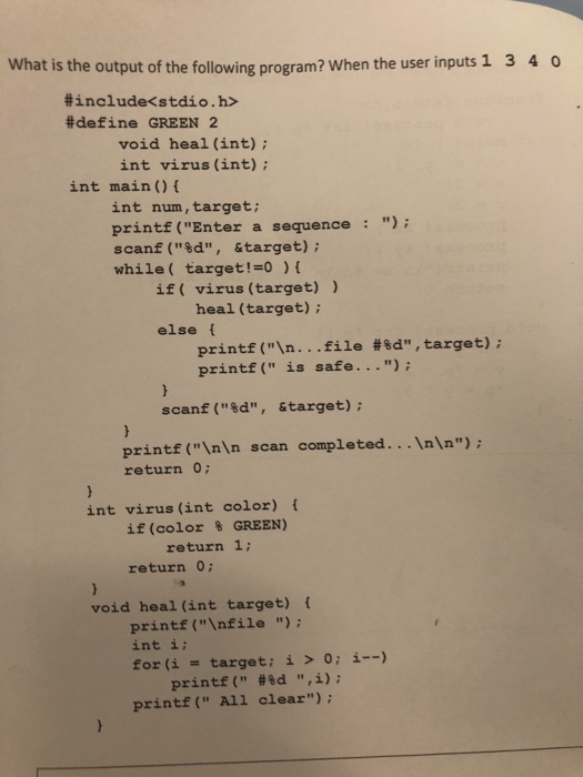 Solved What is the output of the following program? When the | Chegg.com
