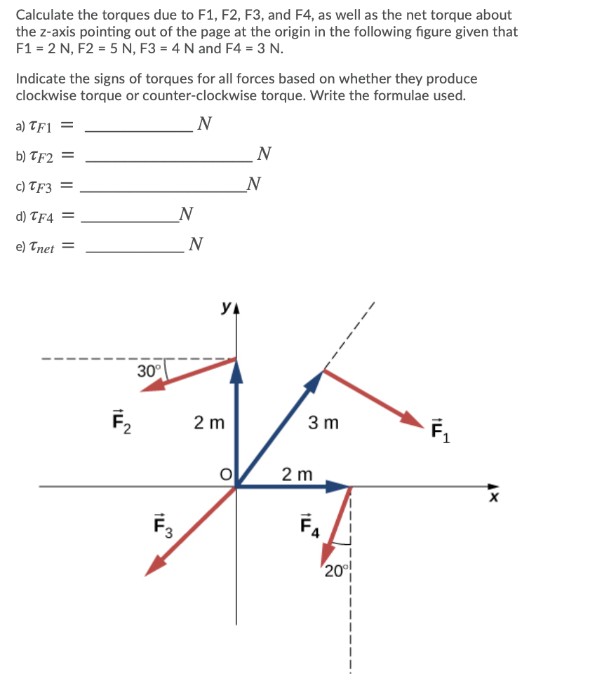 Solved Calculate the torques due to F1, F2, F3, and F4, as | Chegg.com