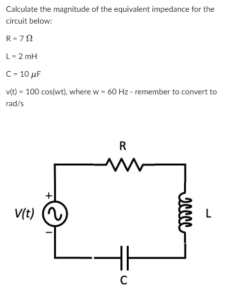 Calculate the magnitude of the equivalent impedance | Chegg.com