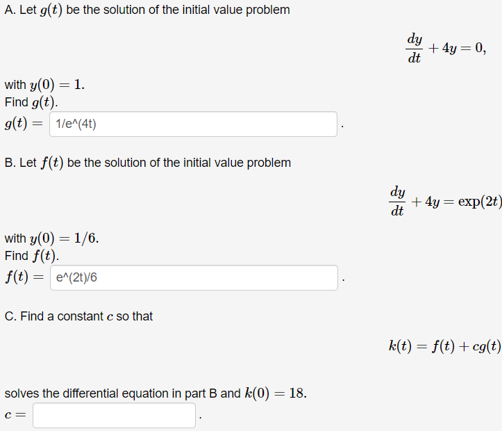 Solved A. Let g(t) be the solution of the initial value | Chegg.com