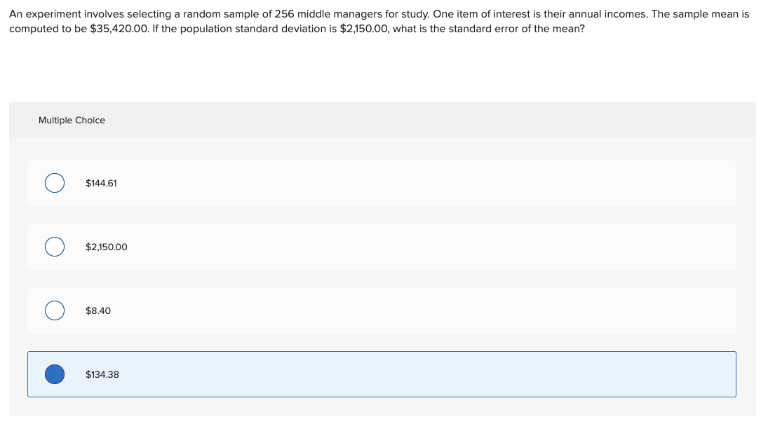 Solved An Experiment Involves Selecting A Random Sample Of 