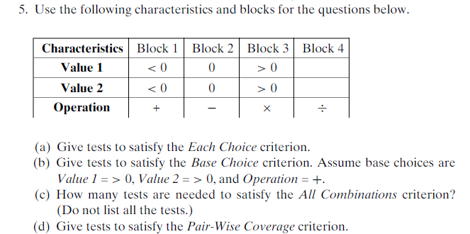 Solved 5. Use the following characteristics and blocks for | Chegg.com