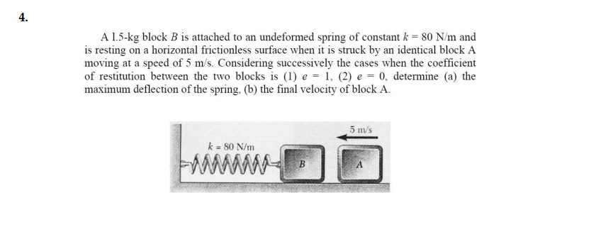 A 1.5-kg block B is attached to an undeformed spring | Chegg.com