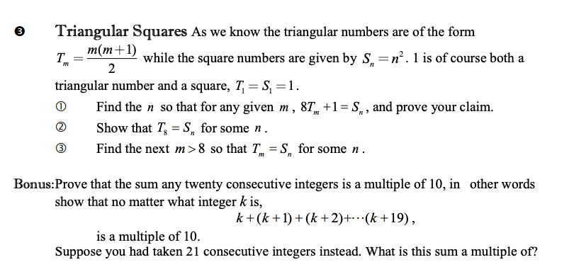 Solved Triangular Squares As we know the triangular numbers | Chegg.com