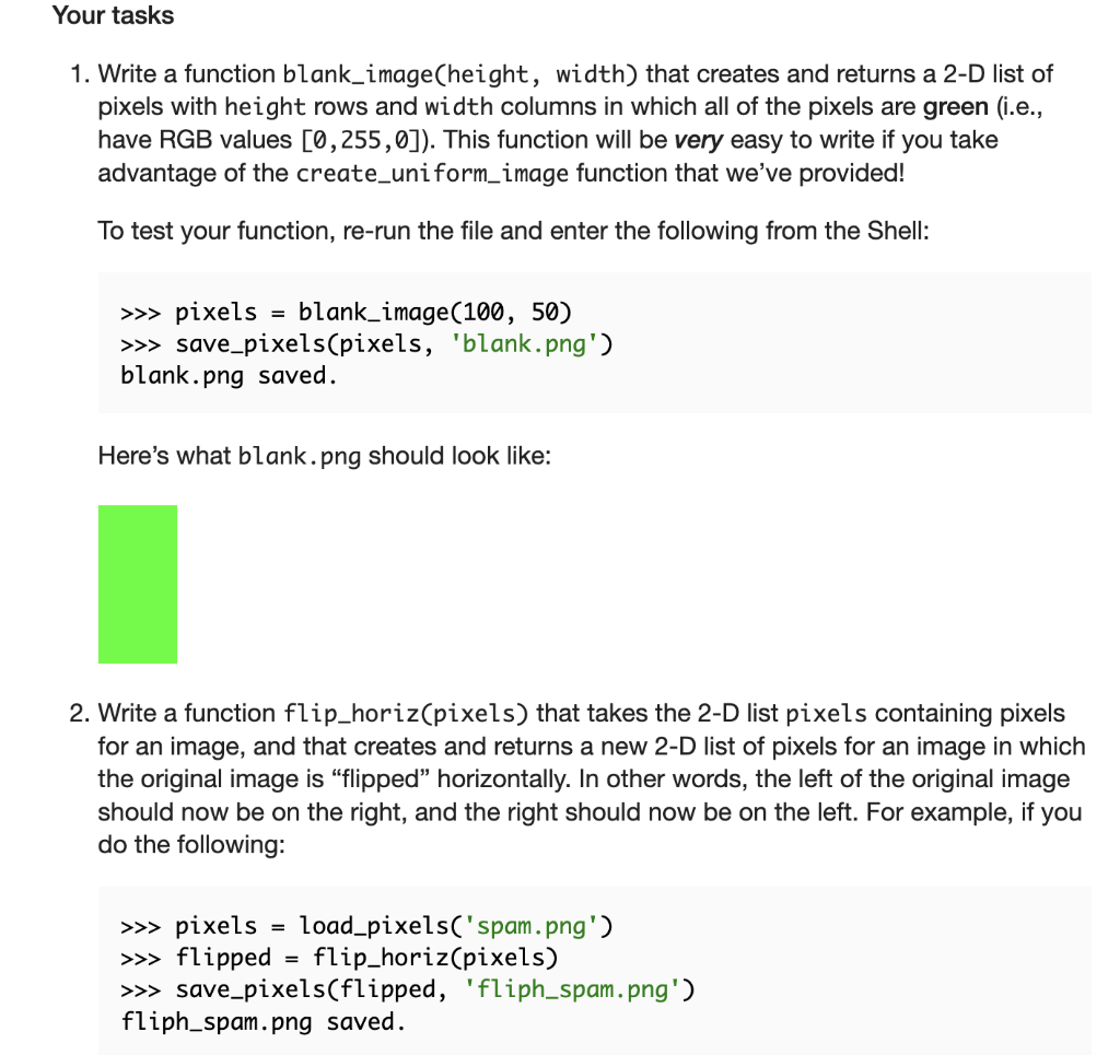 Solved . Write a function blank_image(height, width) that | Chegg.com