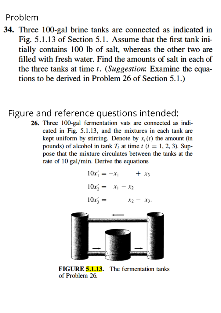 Solved Problem 34. Three 100-gal brine tanks are connected | Chegg.com