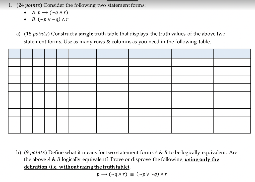 Solved 1. (24 points) Consider the following two statement | Chegg.com