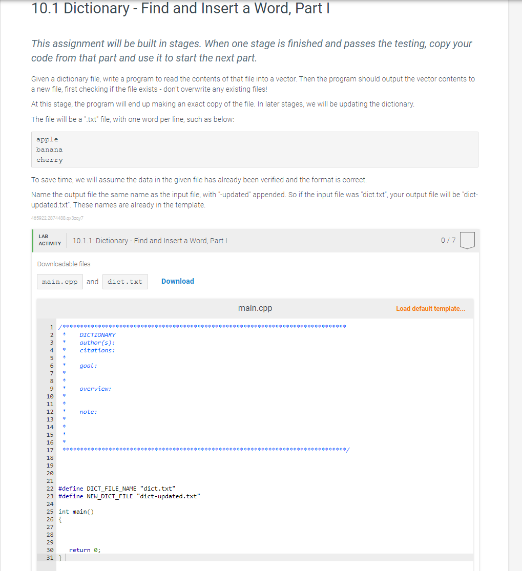 Solved This assignment will be built in stages. When one | Chegg.com