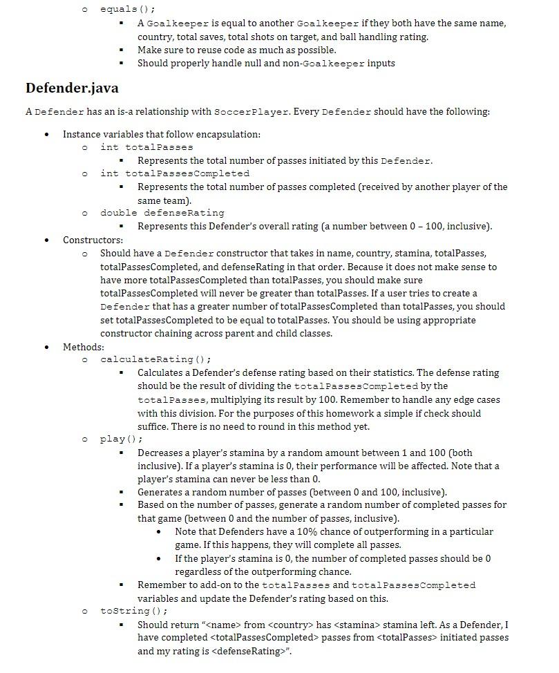 Solved SoccerPlayer.java SoccerPlayer's are not concrete | Chegg.com