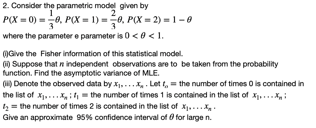 2. Consider the parametric model given by | Chegg.com