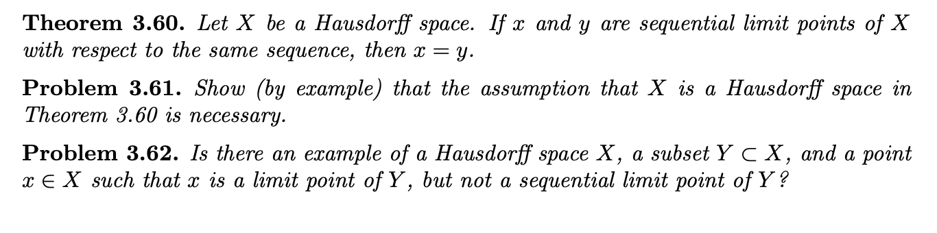 Solved Theorem 3.60. Let X be a Hausdorff space. If x and y | Chegg.com