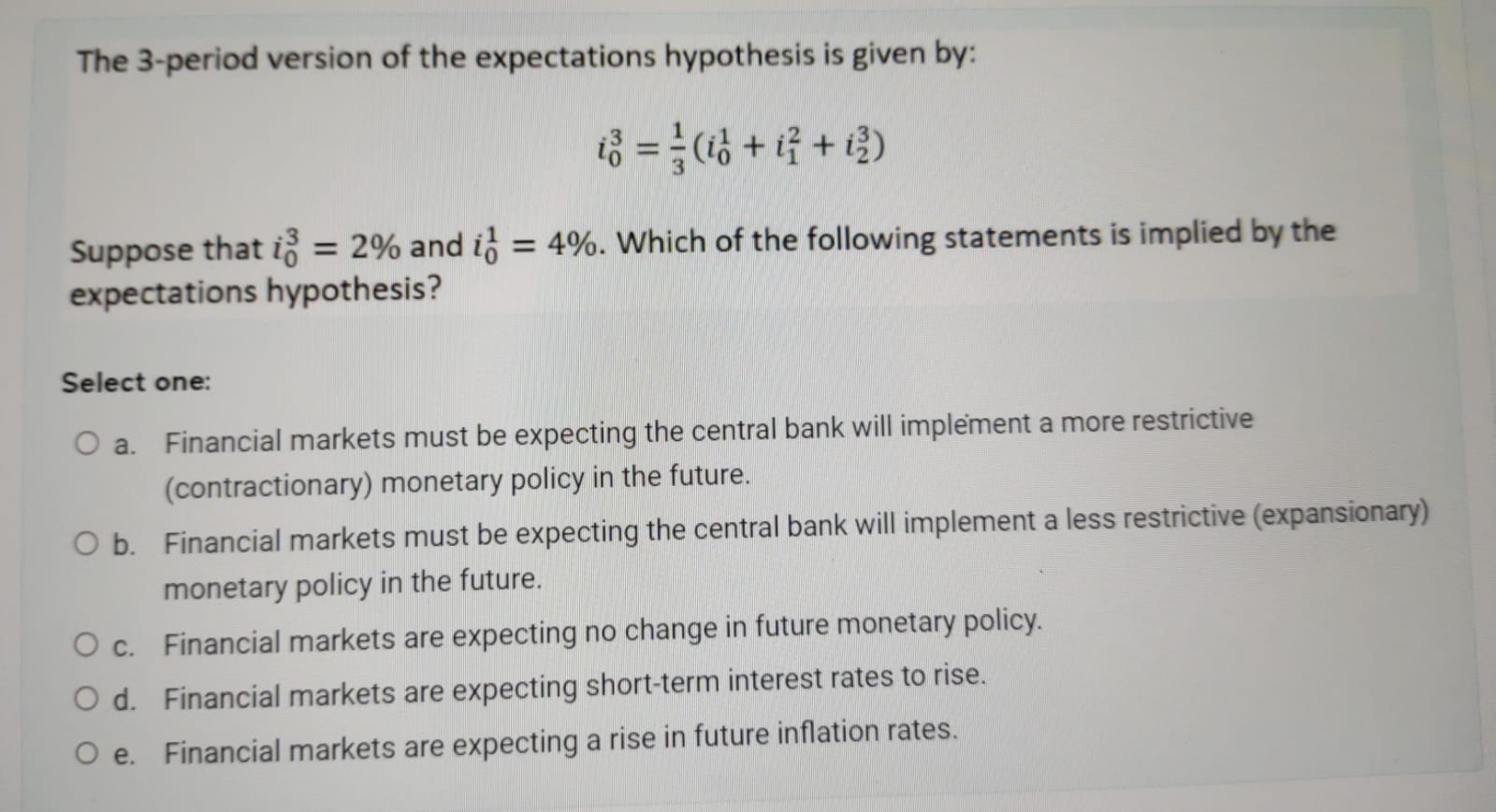 Solved The 3-period version of the expectations hypothesis | Chegg.com