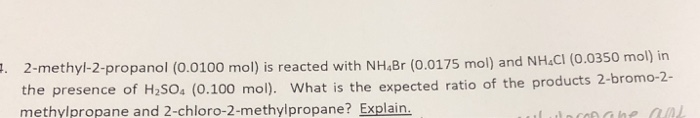 Solved 2-propanol (0.0100 mol) is reacted with NH.Br (0.0175 | Chegg.com