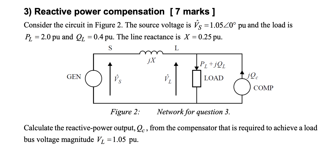 Solved 3) Reactive power compensation [ 7 marks ] Consider | Chegg.com