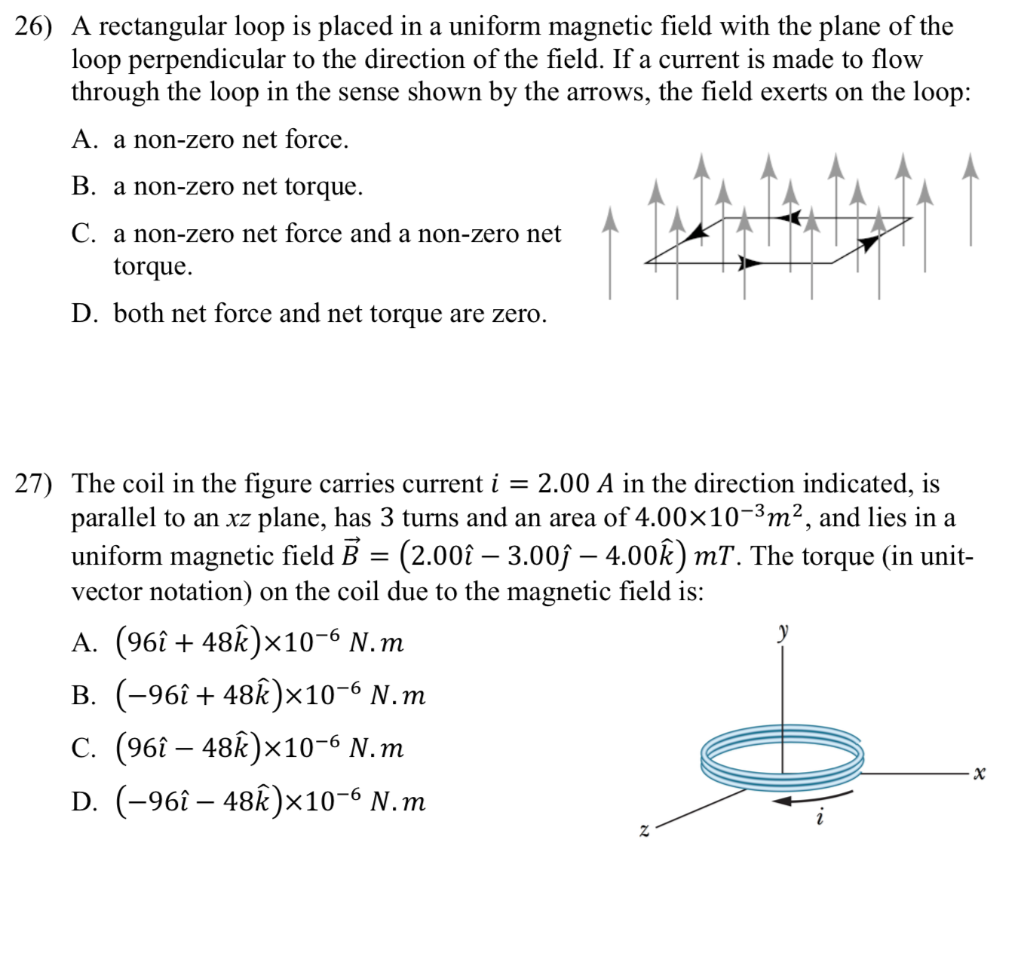 Solved 26) A rectangular loop is placed in a uniform | Chegg.com
