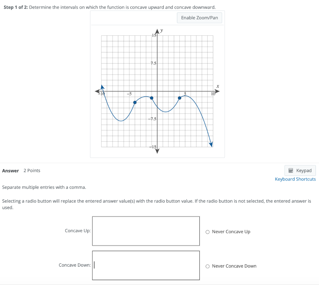 Solved Step 1 of 2: Determine the intervals on which the | Chegg.com