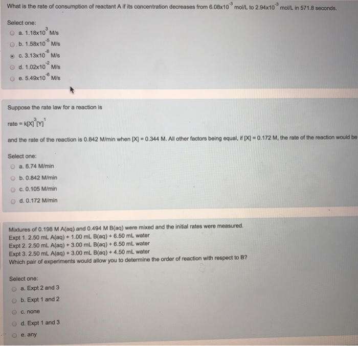 Solved What is the rate of consumption of reactant A f its | Chegg.com
