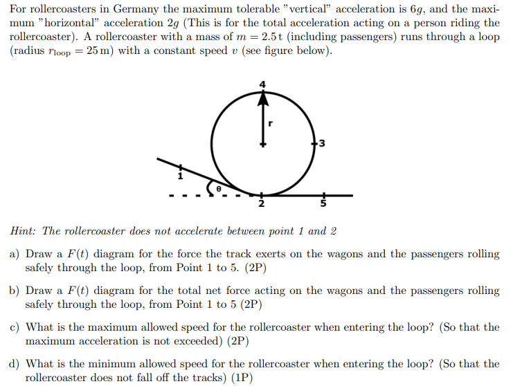 Solved For rollercoasters in Germany the maximum tolerable " | Chegg.com