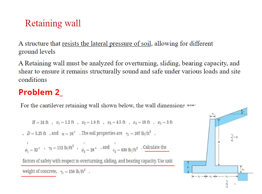 Solved Retaining wallA structure that resists the lateral | Chegg.com