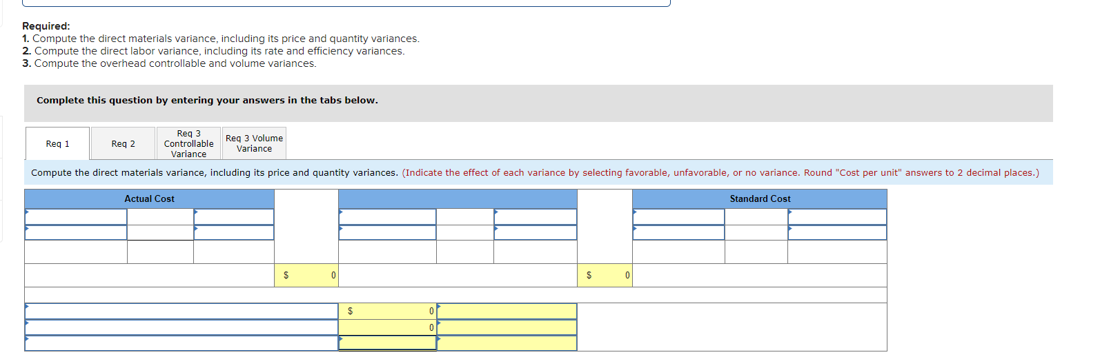 Solved Required: 1. Compute the direct materials variance, | Chegg.com