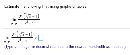 Solved Estimate the following limit using graphs or tables | Chegg.com