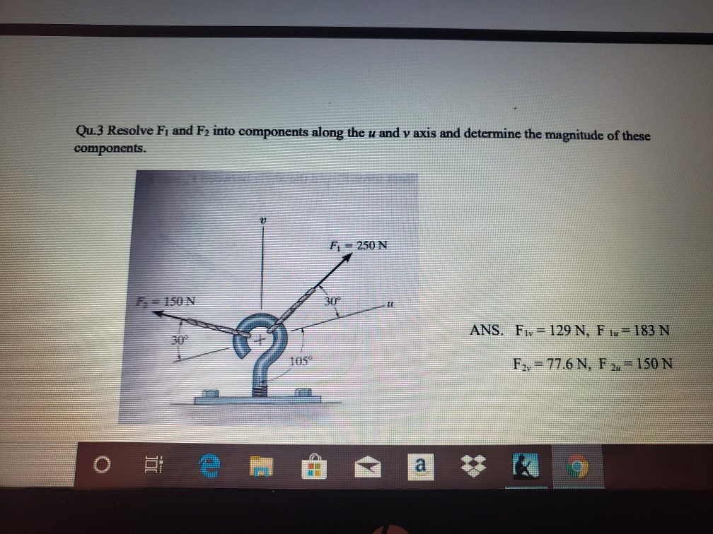 Solved Ou.3 Resolve Fi and F2 into components along the u | Chegg.com