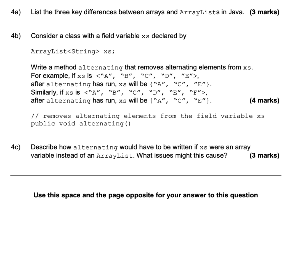 Solved 4a) List the three key differences between arrays and | Chegg.com