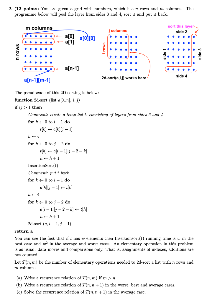 2. (12 points) You are given a grid with numbers, | Chegg.com
